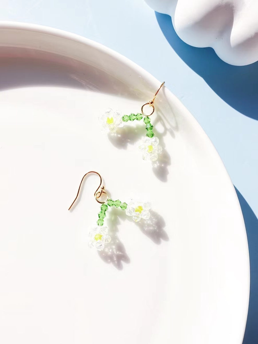 Beaded Flower Drop Earrings – FunkyPinky